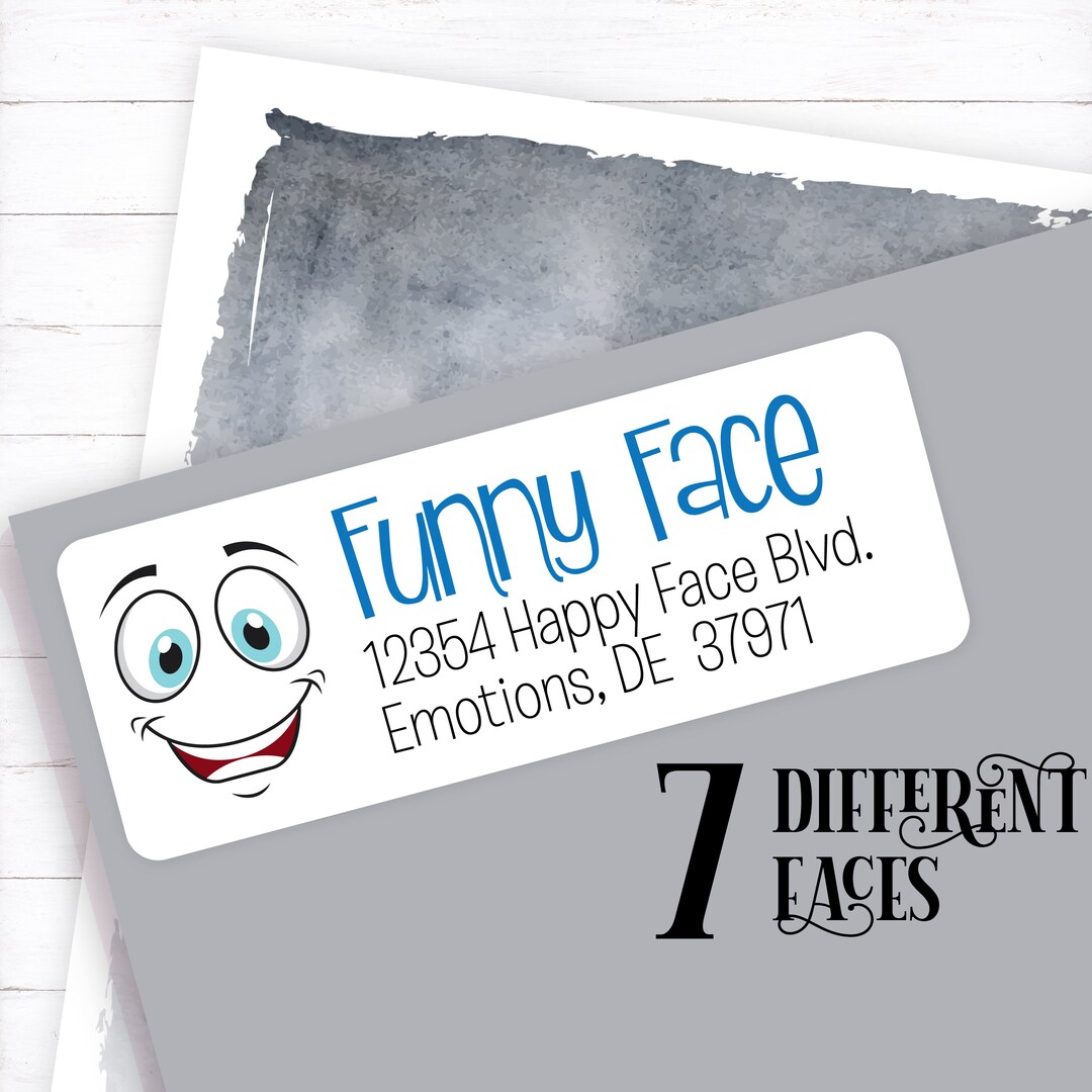 Emoji Emoticon Return Address Labels, Funny Face Address Sticker ...