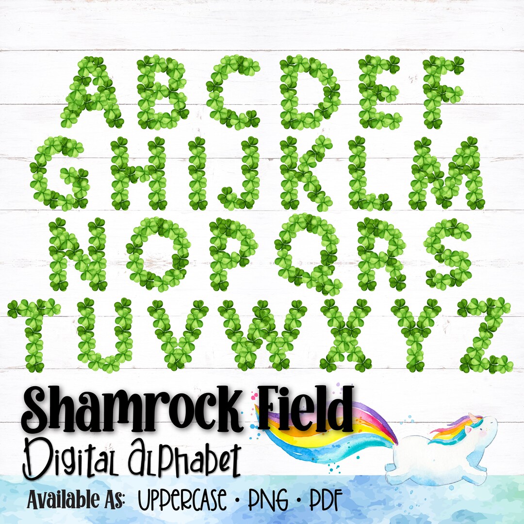 Shamrock Printable Digital Alphabet Letters, Printable Numbers ...