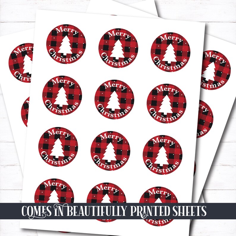 Buffalo Plaid Christmas Stickers Plaid Stickers Shipping - Etsy