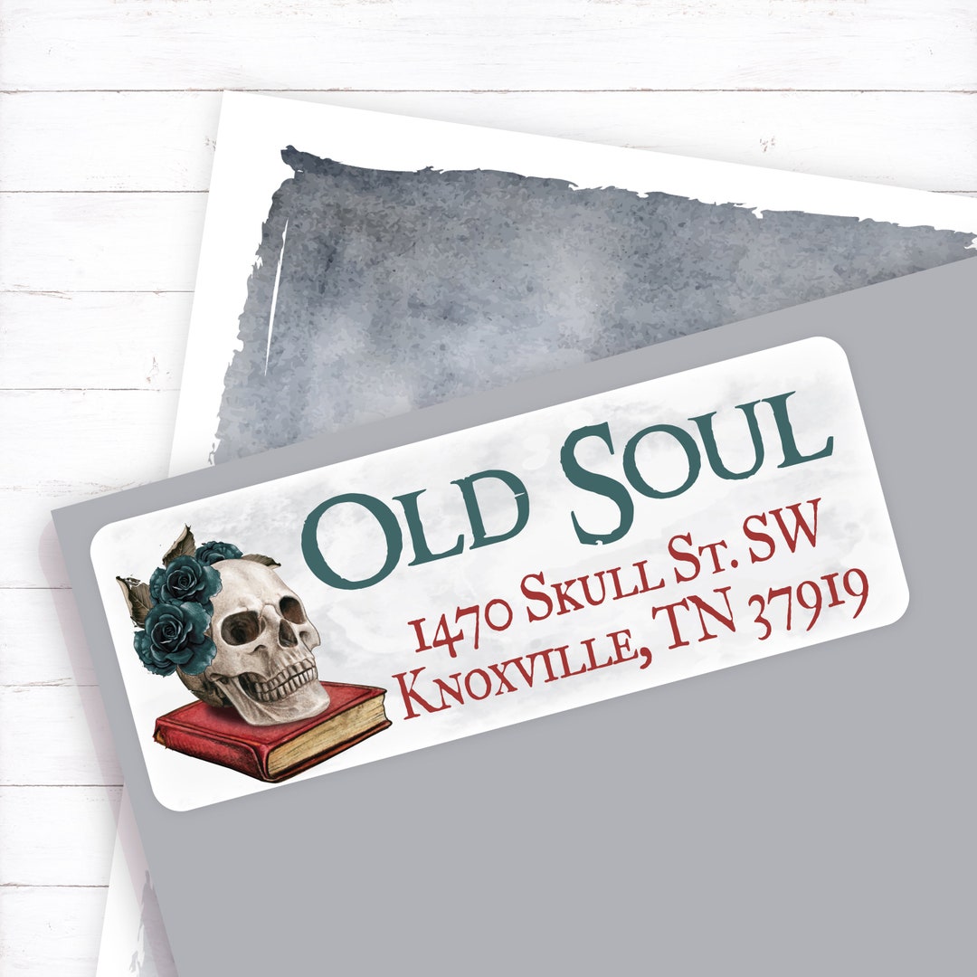Skull and Roses Address Label; Book Lover Address Sticker, Gothic Skull ...