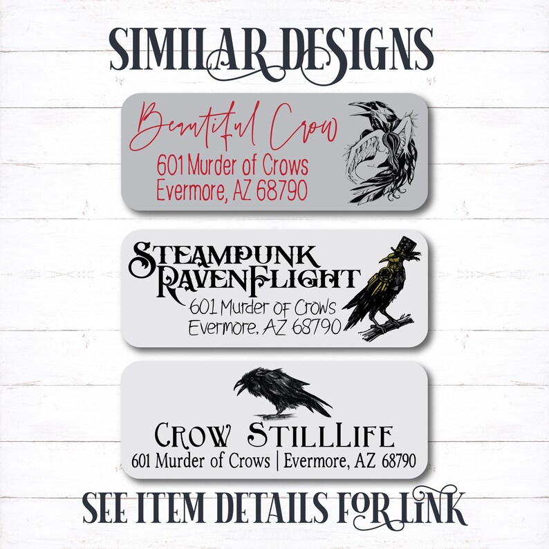 Steampunk Address Label, Steampunk Raven, Raven, Crow Address Sticker ...