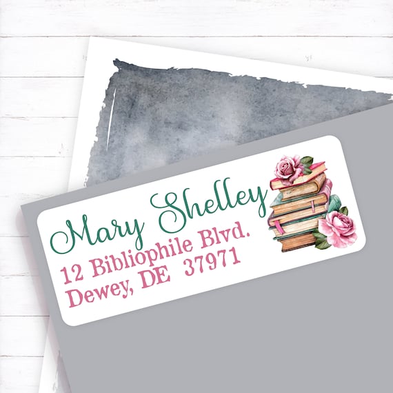 Book address label library address label book lover label | Etsy