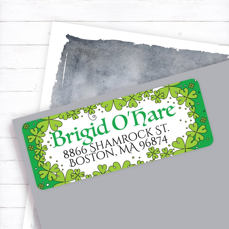 Shamrock Address Label Clover Return Address Irish Wedding - Etsy