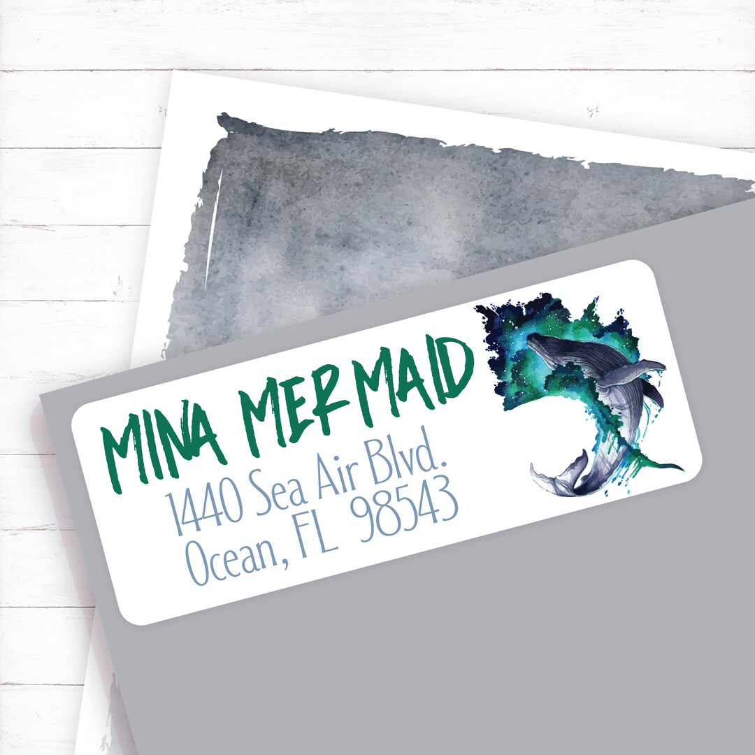 Whale Address Label, Ocean Address, Whale, Whale Return Labels ...