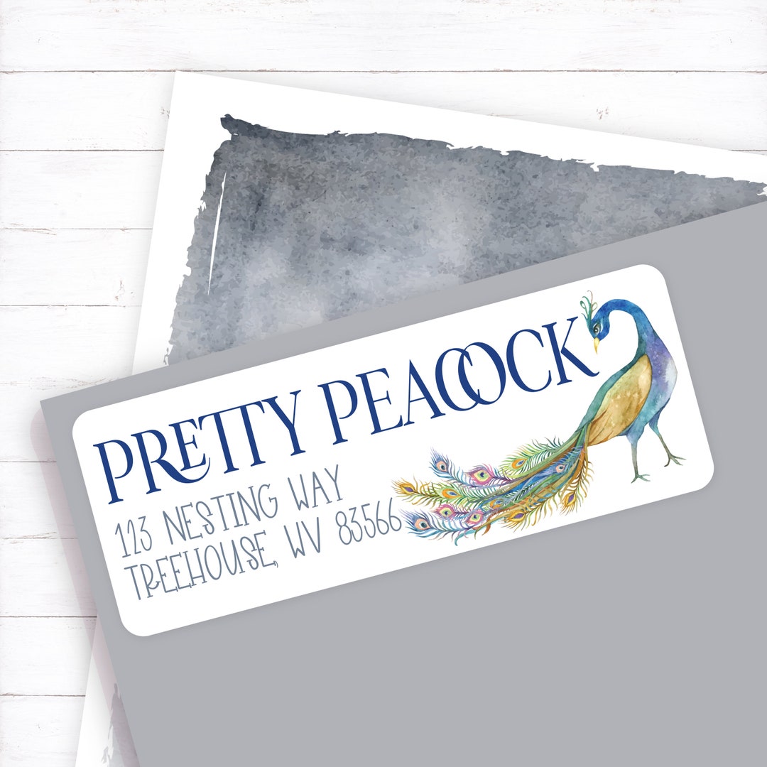 Peacock Address Label, Bird Address Sticker, Birding Label, Bird ...
