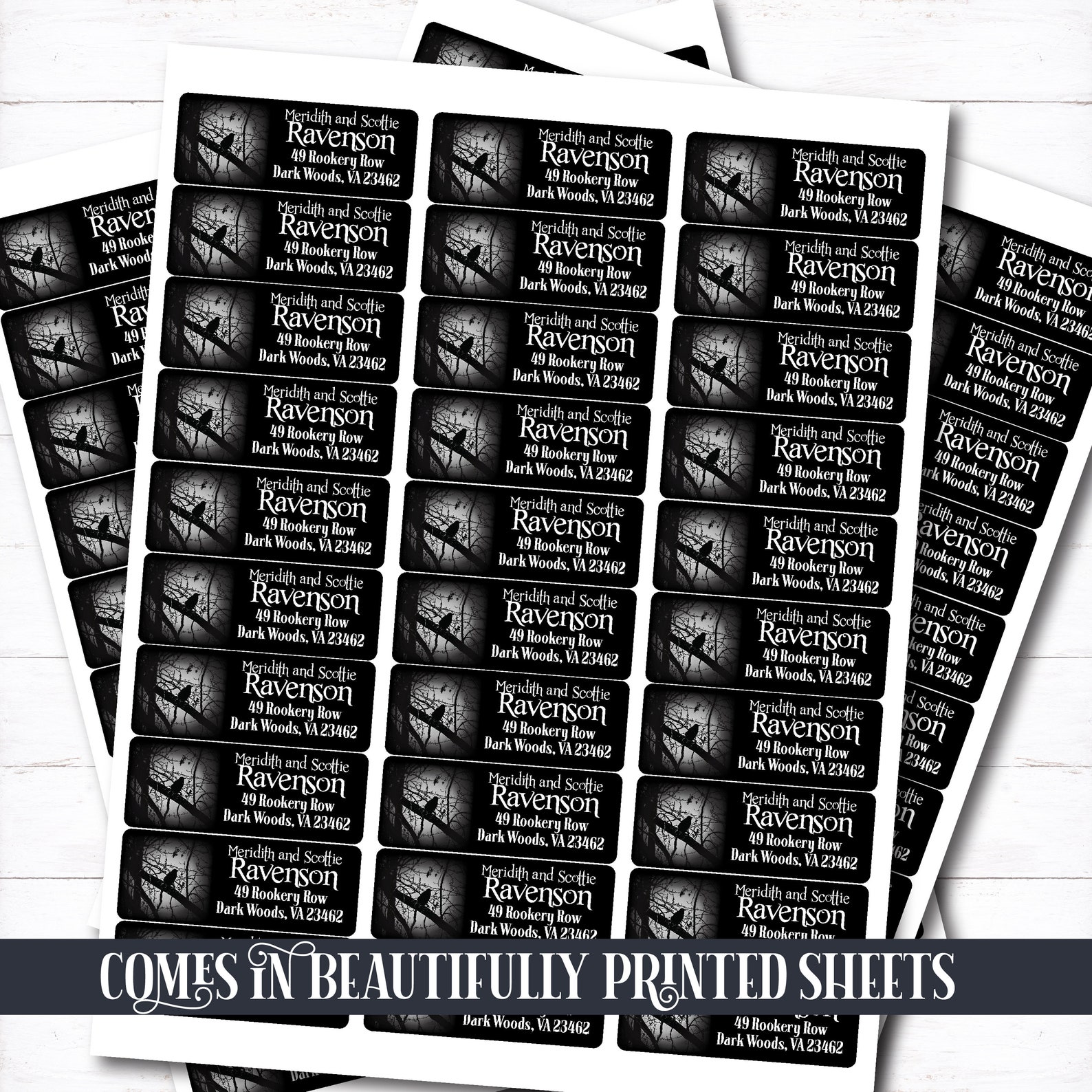 Gothic Address Label, Gothic Raven, Raven, Crow Address Sticker, Witchy ...