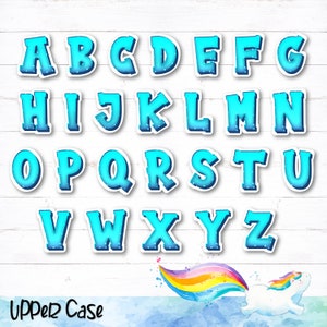 Blue Sky Printable Digital Alphabet Letters, Chunky Blue Letters, Blue ...