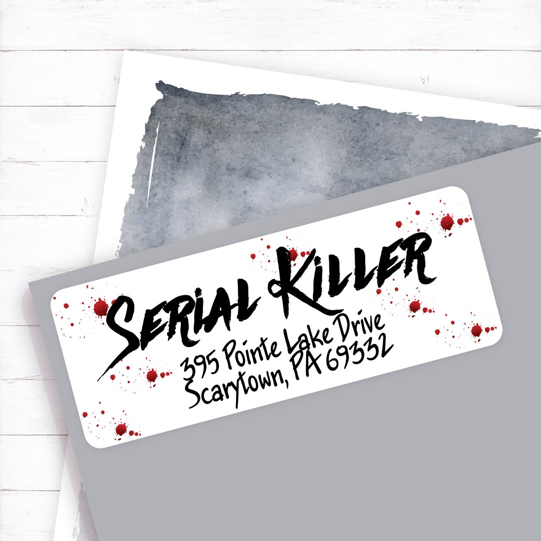 Fun Serial Killer Halloween Address Labels, Blood Splatter Address ...