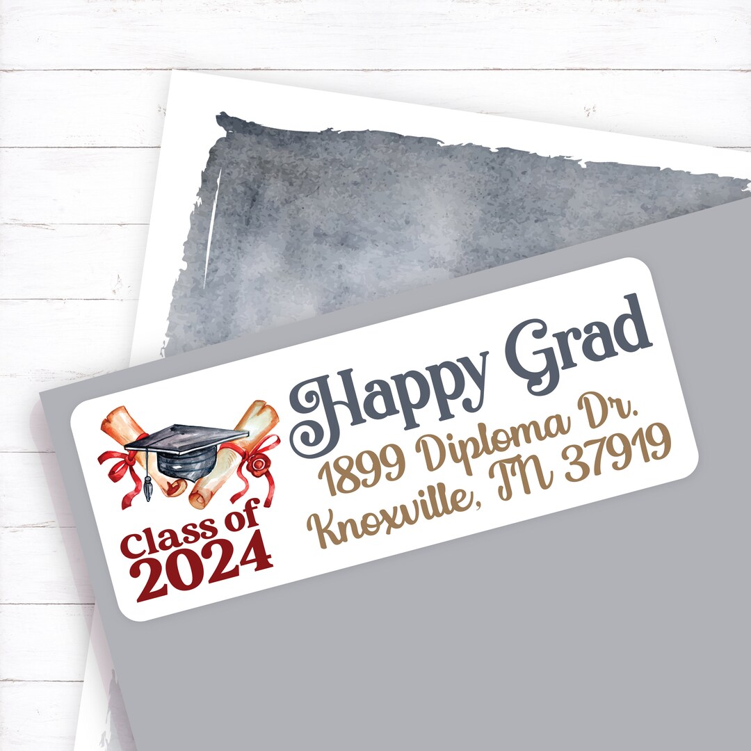 Class of 2024 Graduation Announcement Return Address Label, Senior 2024 ...