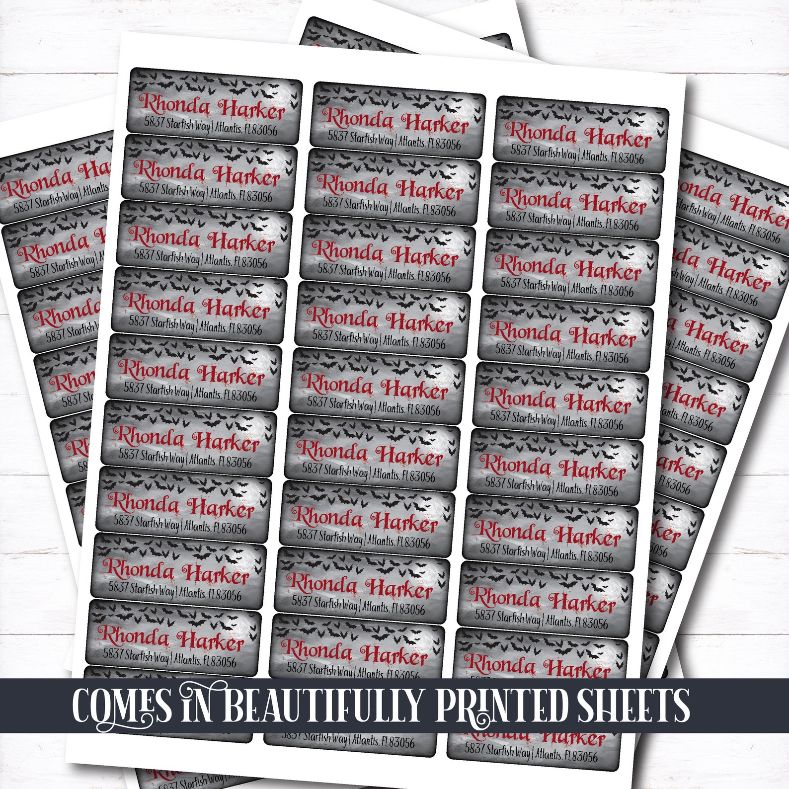 Bat Address Label Gothic Address Label Dark Address Label - Etsy