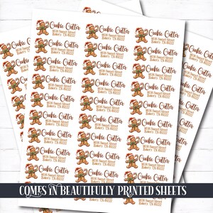 Cute Gingerbread Man Christmas Address Label, Holiday Gingerbread ...