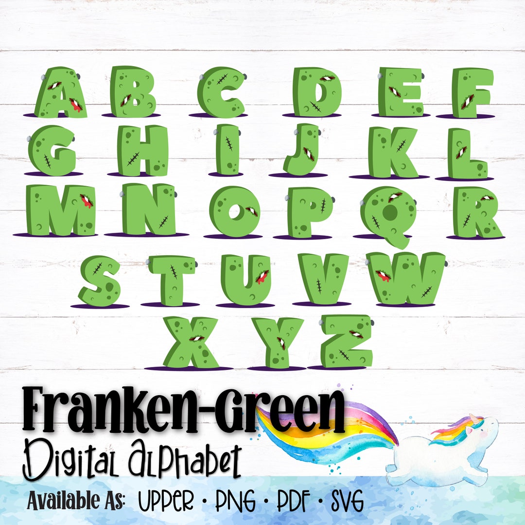 Printable Digital Alphabet Letters, Monster Letters, Frankenstein ...
