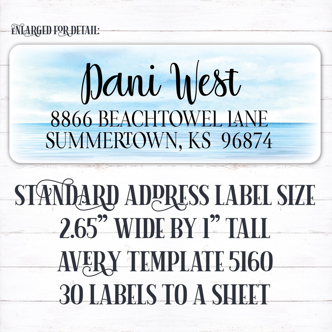 Ocean Design Beach Address Label, Ocean Scene Return Address Label ...