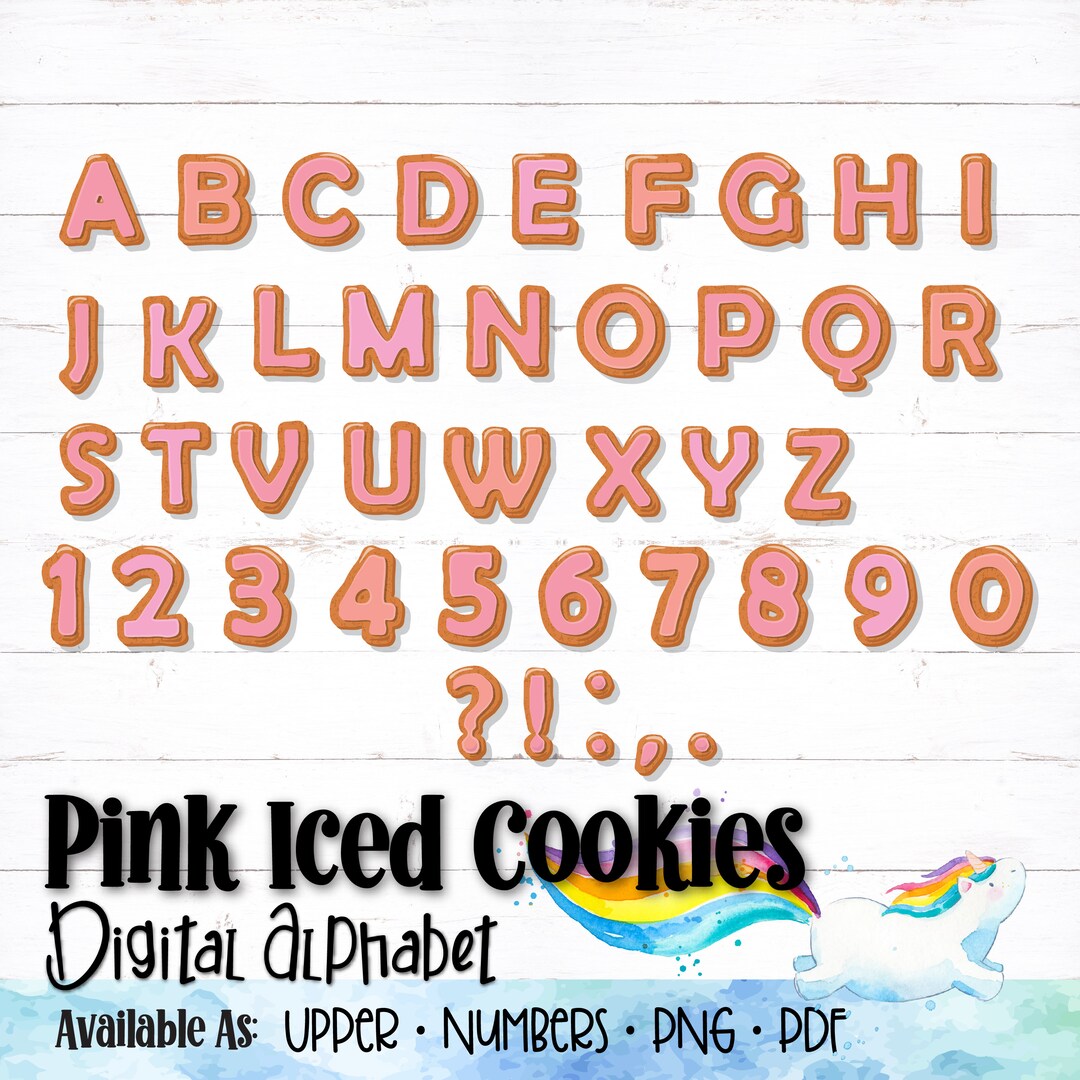 Pink Digital Alphabet, Cookie Alphabet, Printable Alphabet Download ...