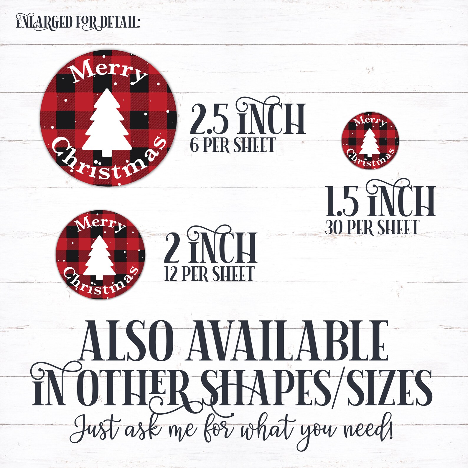 Buffalo Plaid Christmas Stickers Plaid Stickers Shipping - Etsy