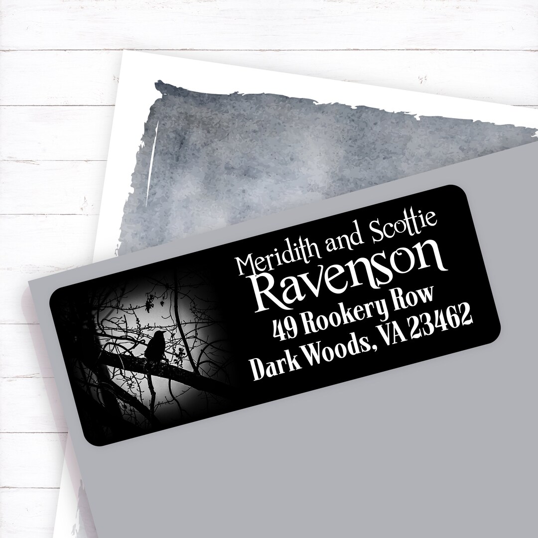 Gothic Address Label, Gothic Raven, Raven, Crow Address Sticker, Witchy ...