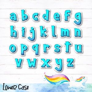 Blue Sky Printable Digital Alphabet Letters, Chunky Blue Letters, Blue ...