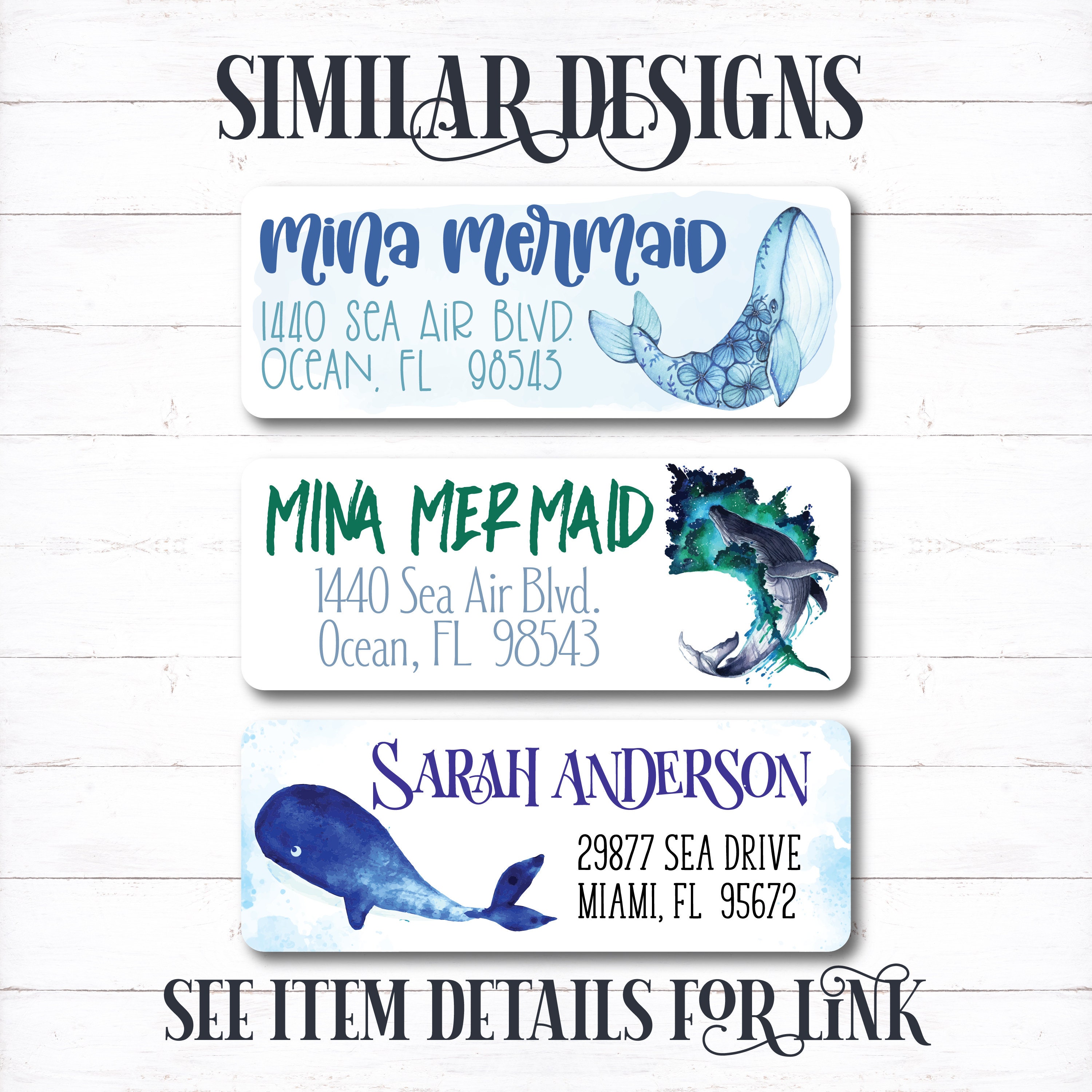 Whale Address Label Ocean Address Whale Cute Blue Whale - Etsy UK