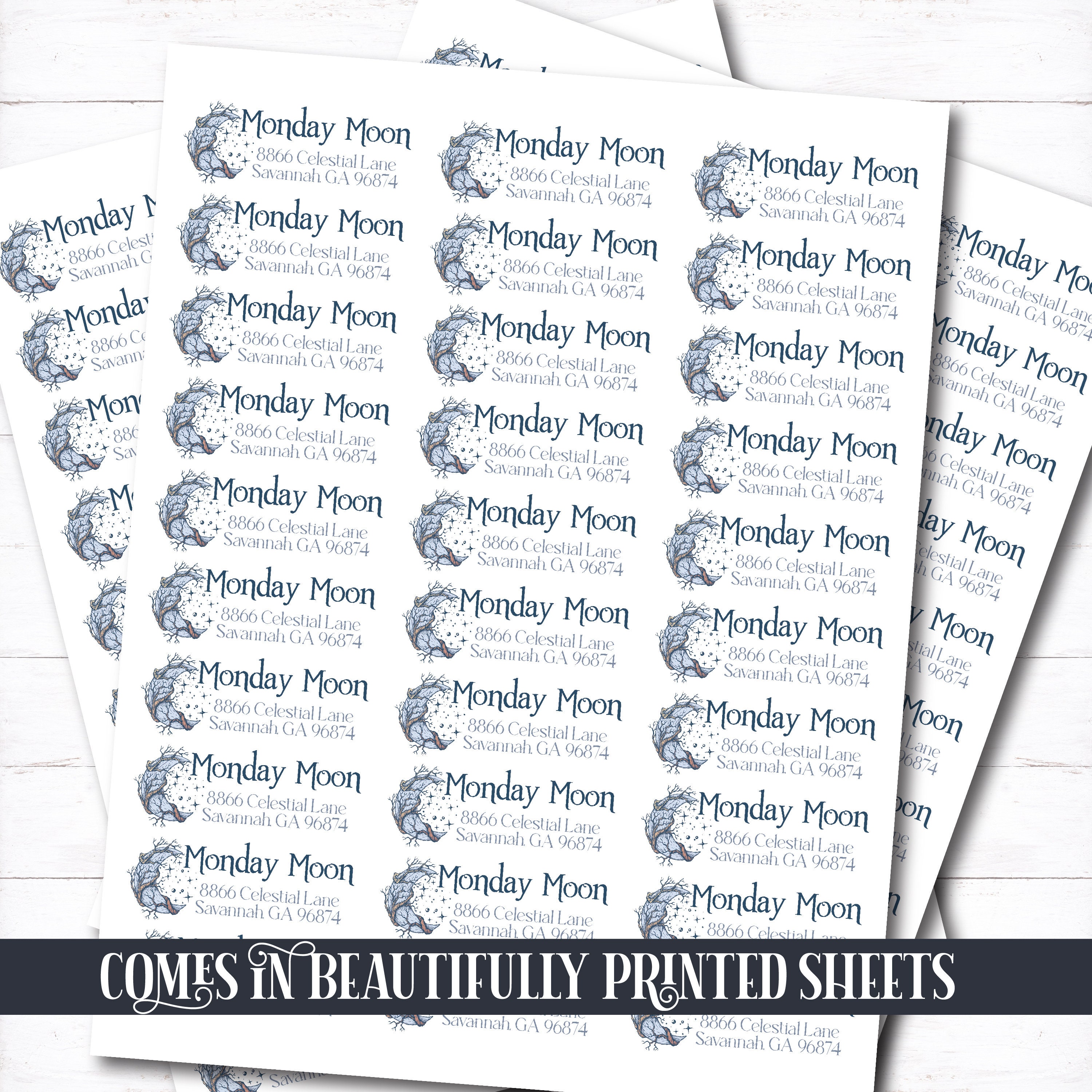 Gothic Address Label Dark Gothic Moon and Trees Full Moon | Etsy