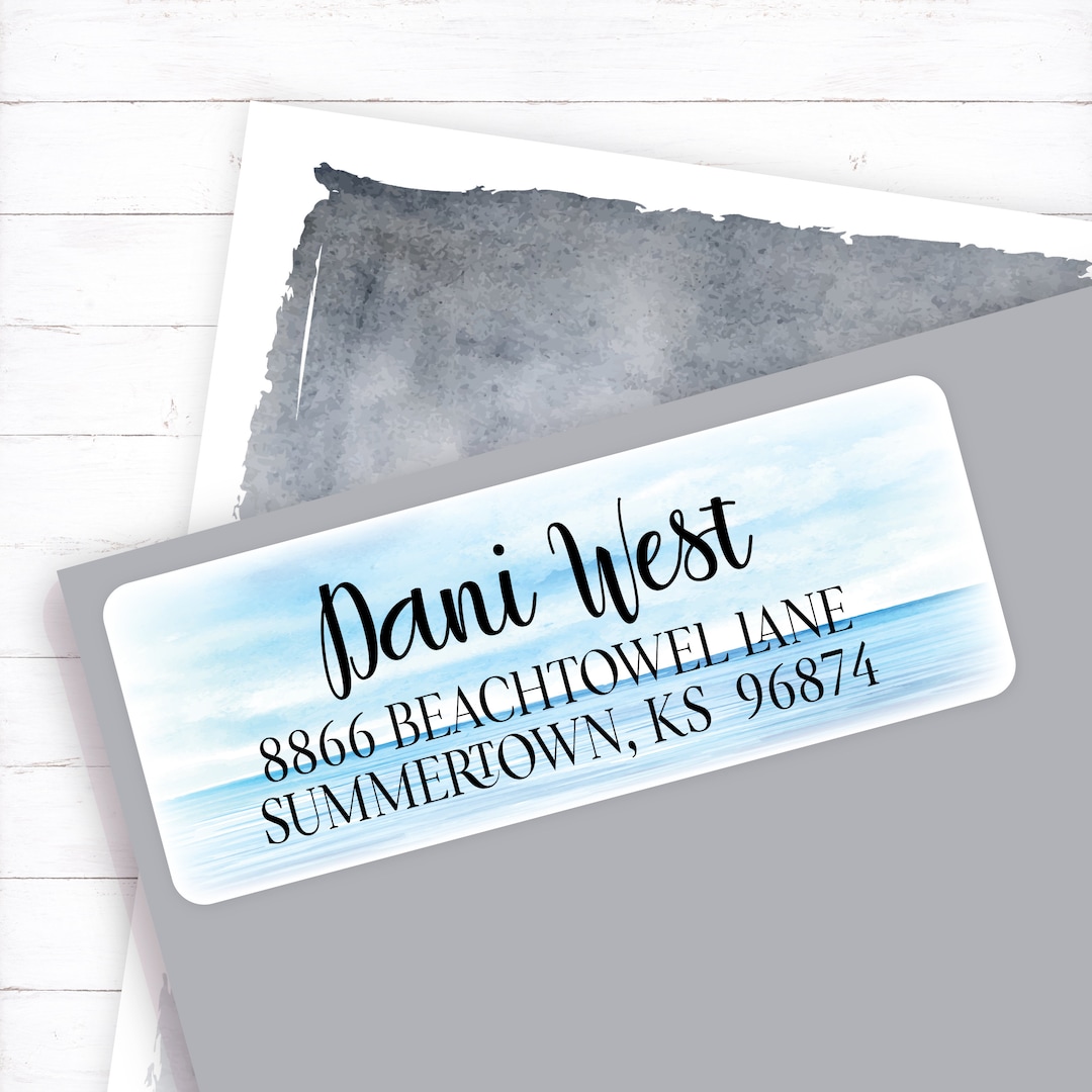 Ocean Design Beach Address Label, Ocean Scene Return Address Label ...