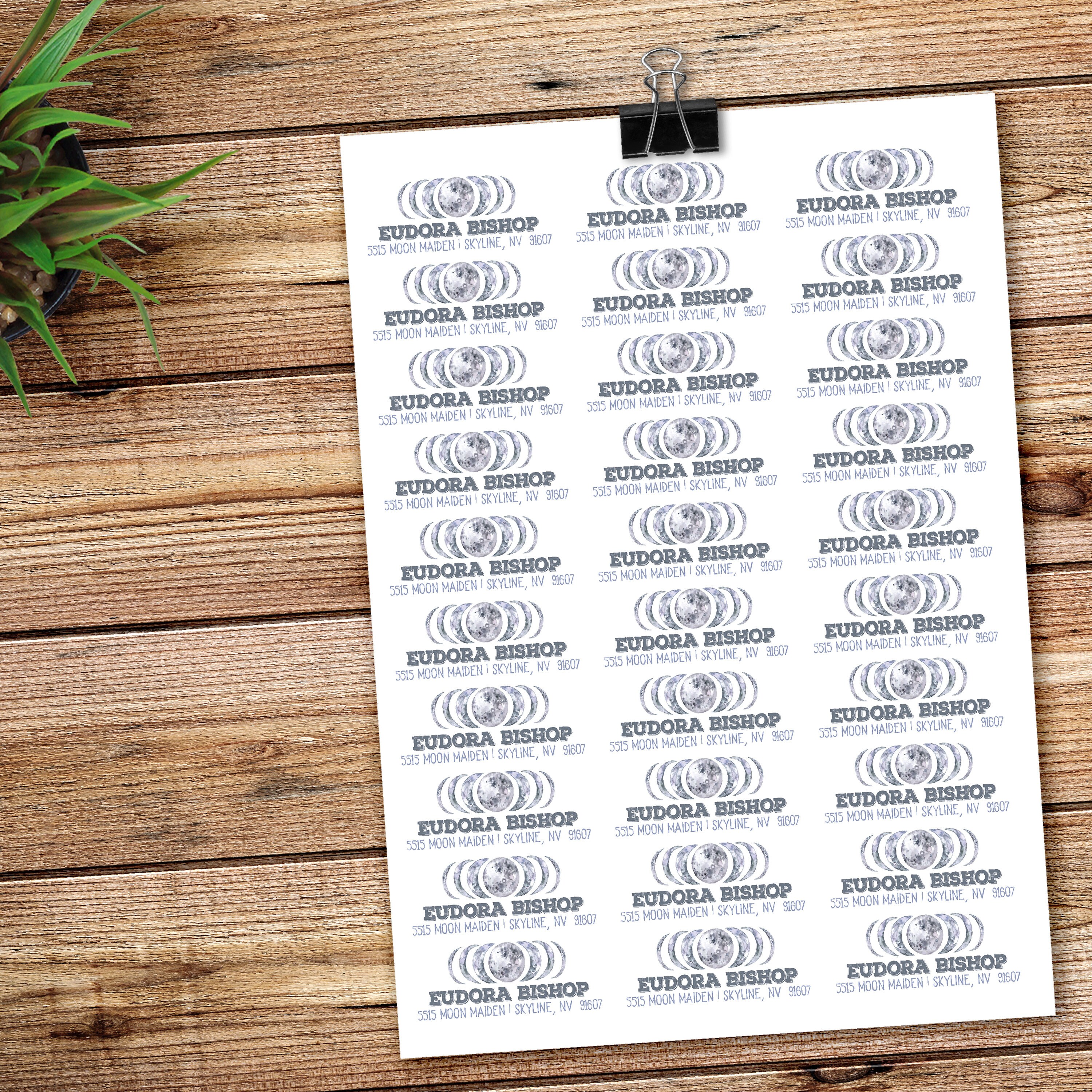Dark Gothic Moon Phases Address Labels, Wiccan Envelope Stickers - Etsy