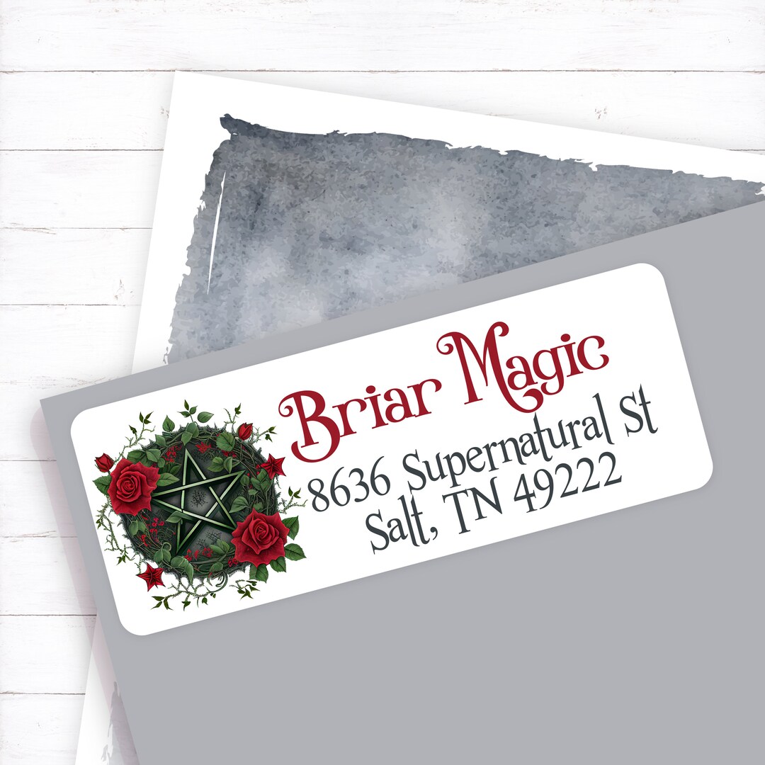 Roses Pentagram Address Labels, Gothic Wiccan Stickers - Etsy