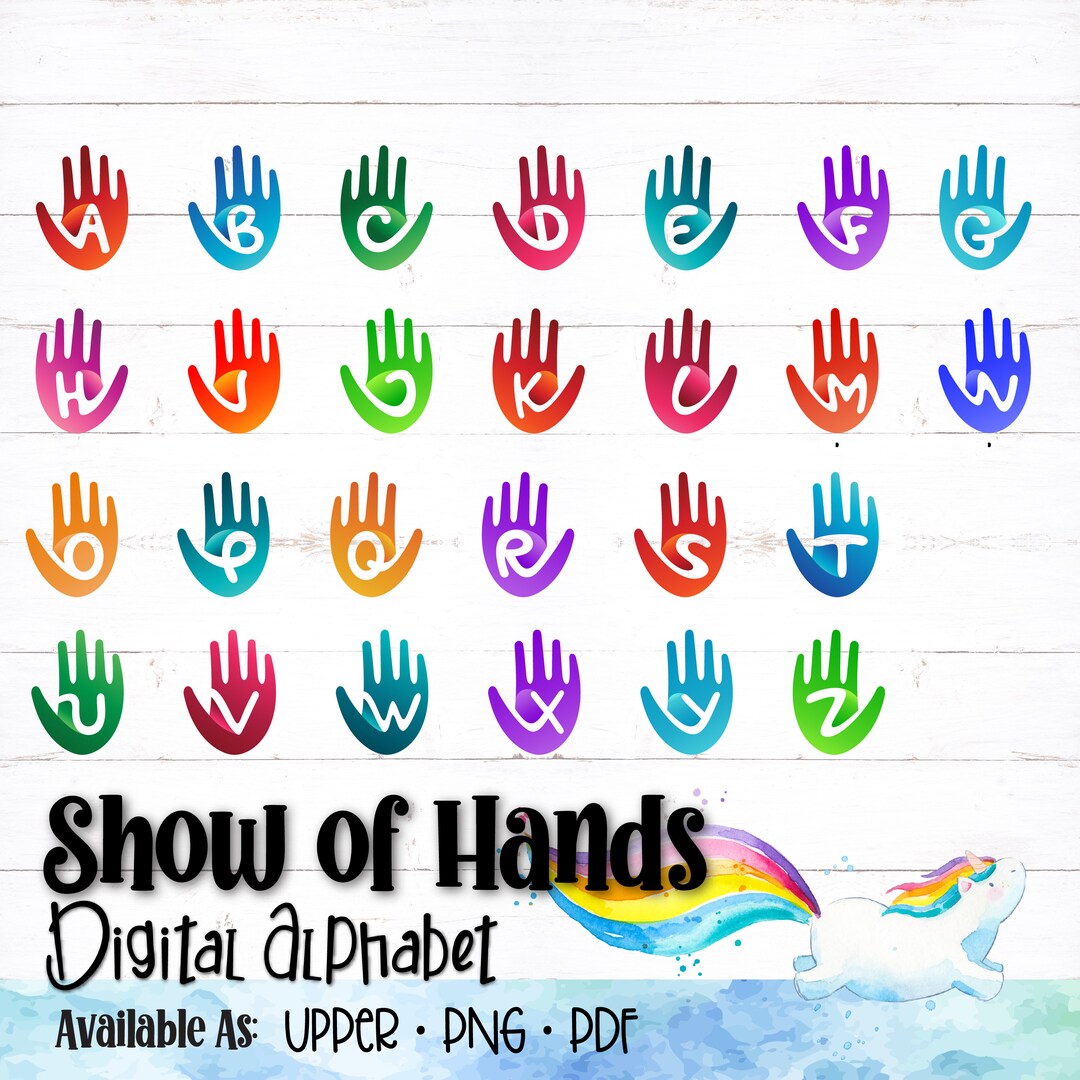 Printable Digital Alphabet Letters, Colorful Letters, Hand Alphabet ...