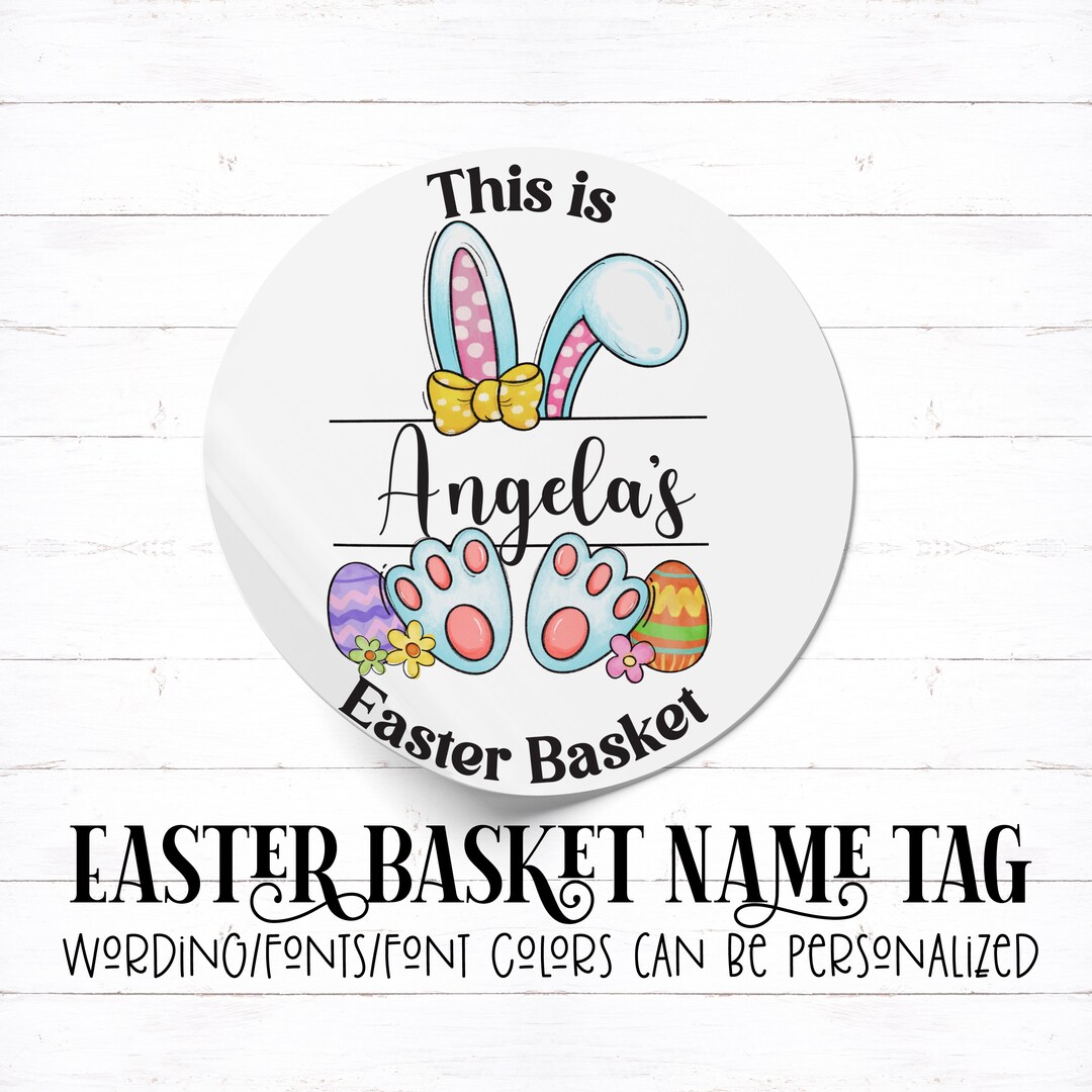 Easter Basket Name Label, Easter Gift Personalized Sticker, Easter ...