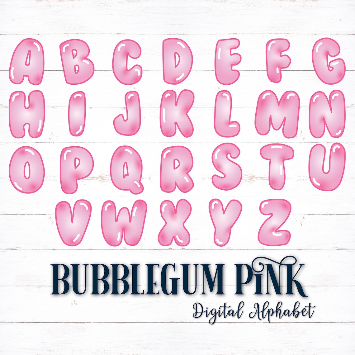 Printable Digital Alphabet Letters Bubble Letters Bubble - Etsy