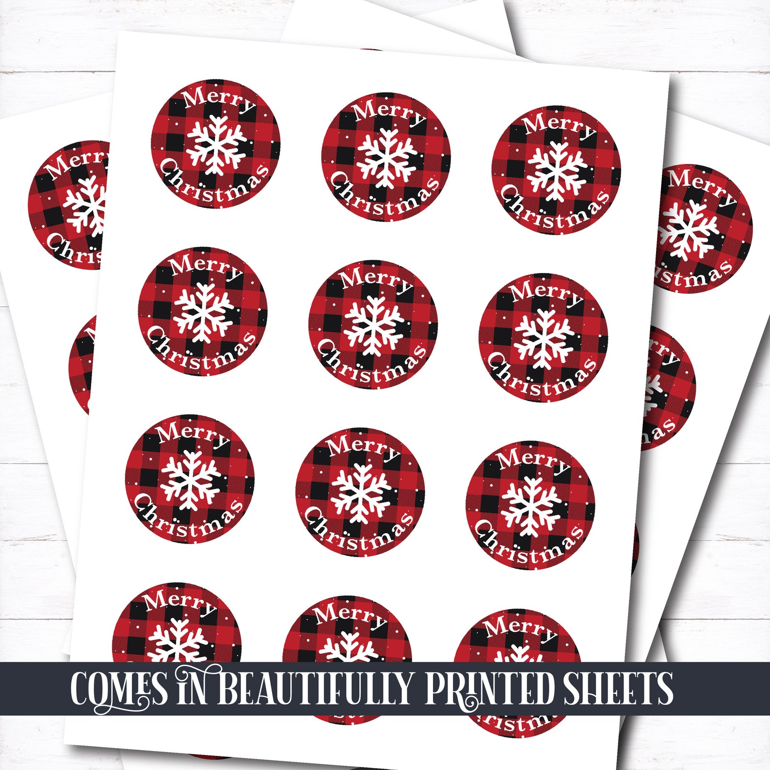 Buffalo Plaid Christmas Stickers Plaid Stickers Shipping - Etsy