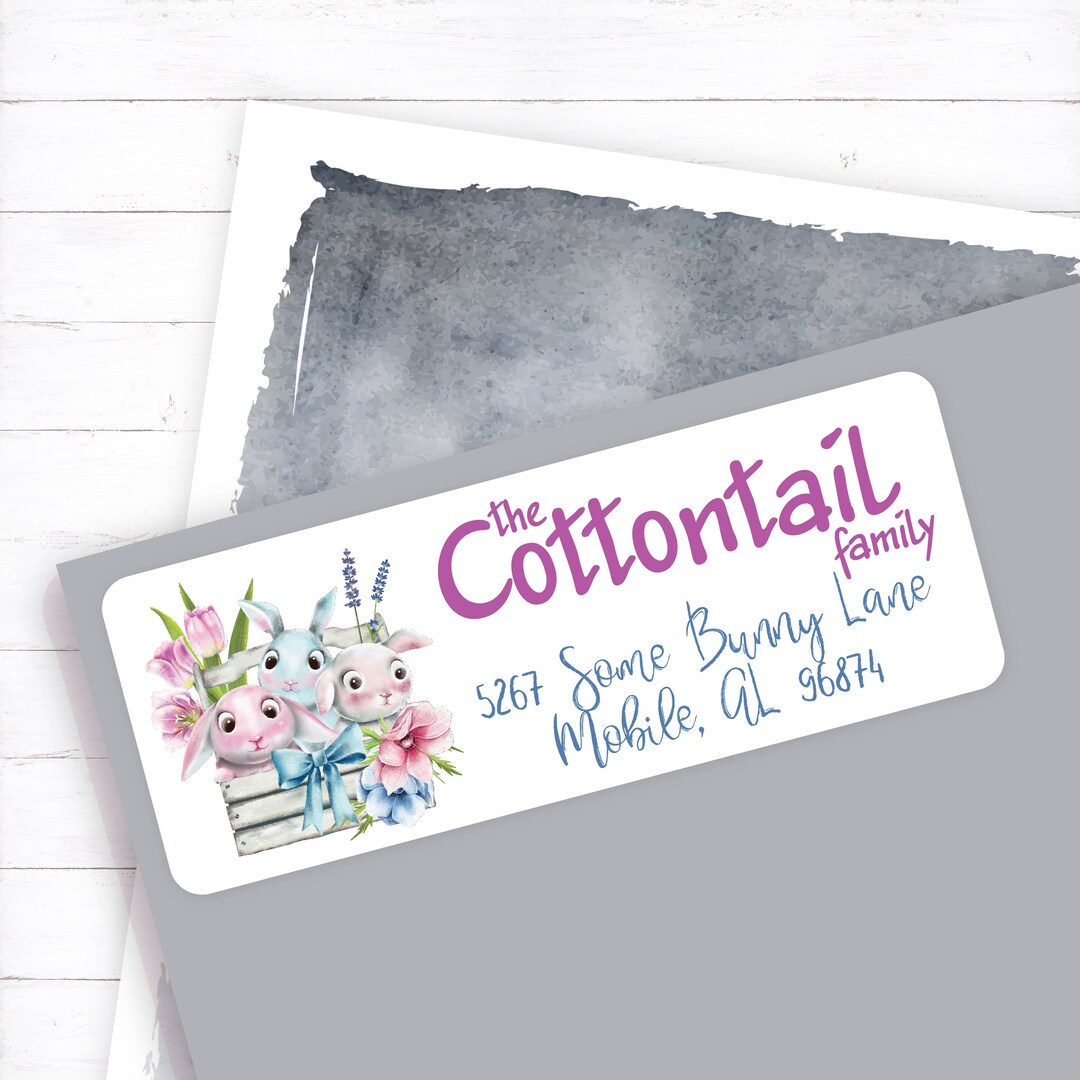 Easter Bunny Address Labels, Watercolor Spring Mail Stickers - Etsy