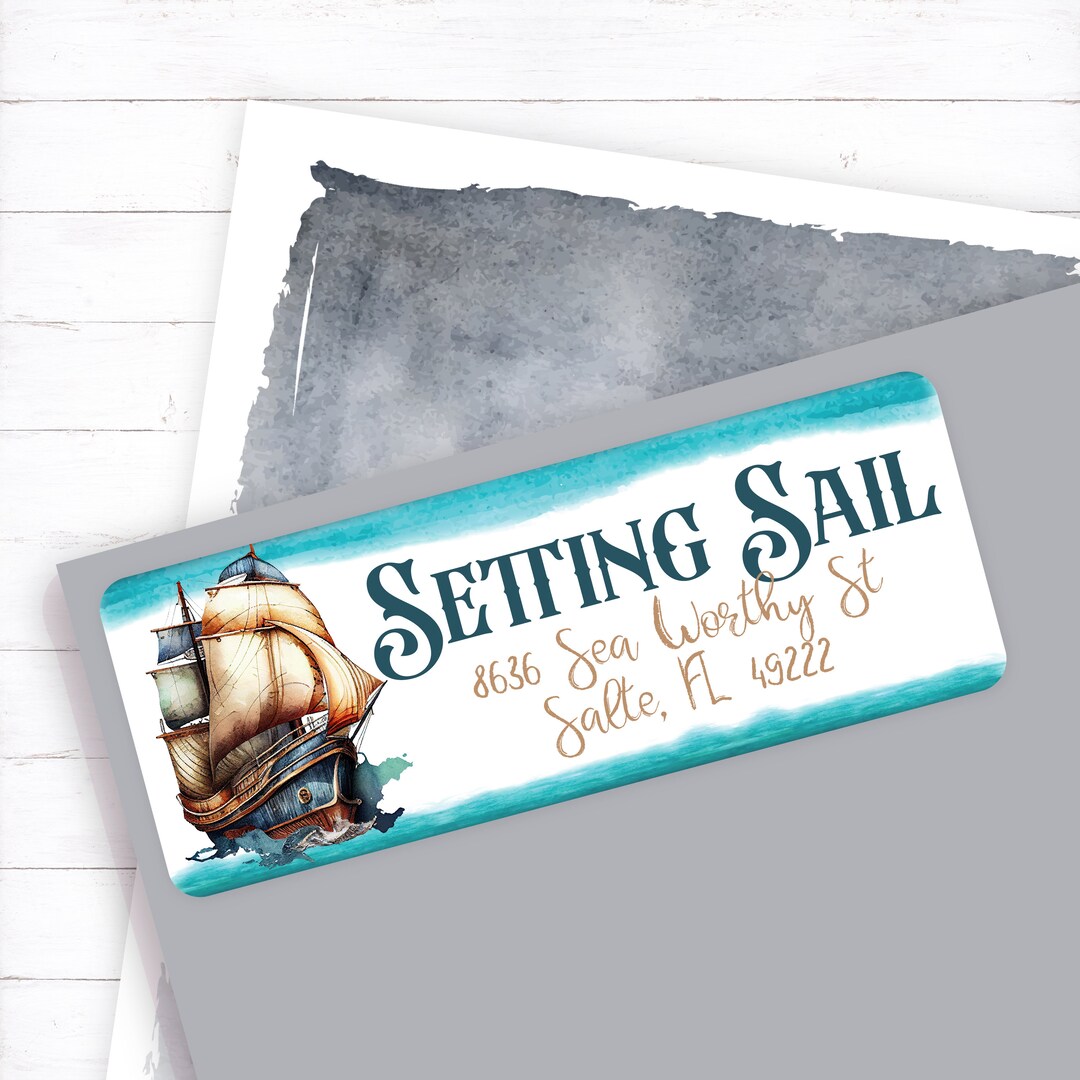 Vintage Sailing Ship Theme Address Labels, Pirate Ship Address Stickers ...
