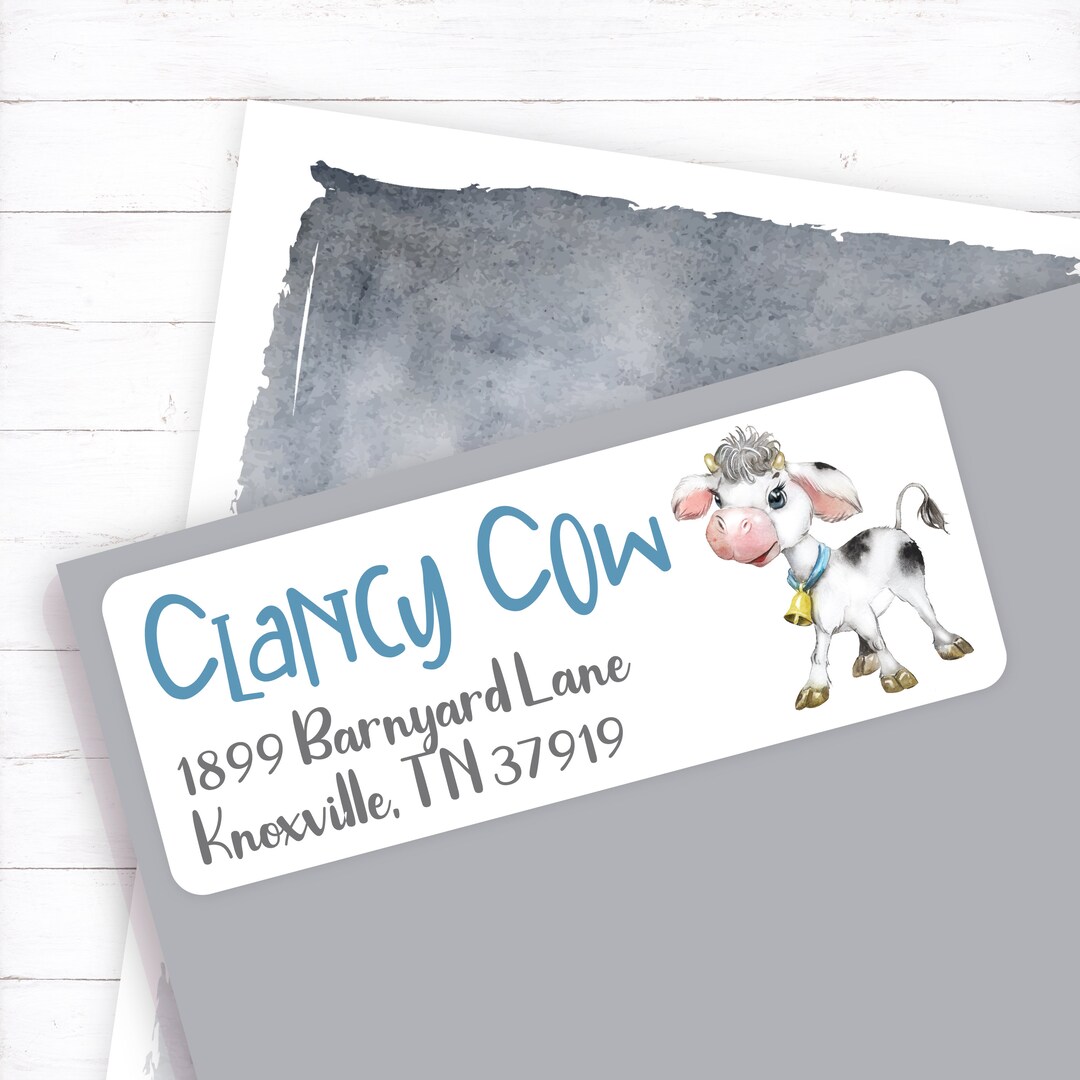 Baby Cow Address Label, Farm Animal Address Label, Fun Address Label ...