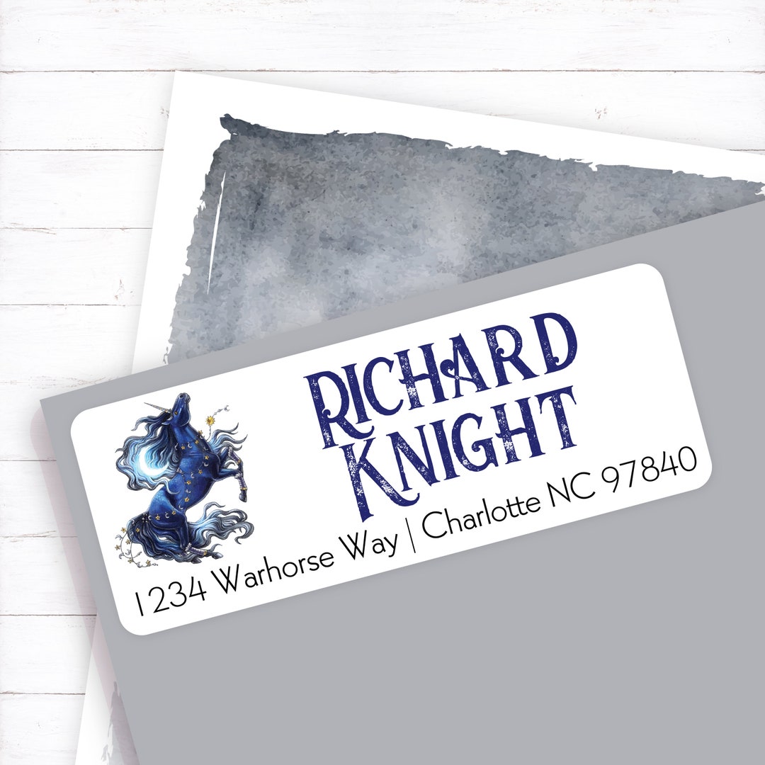 Unicorn Address Labels, Masculine Address Labels, Warhorse Address ...