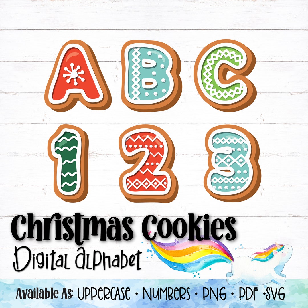 Printable Digital Alphabet Letters, Christmas Letters, Cookie Alphabet ...