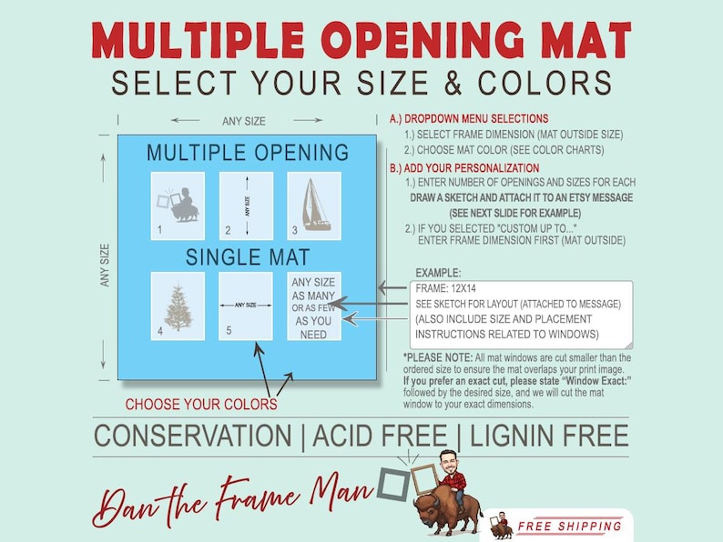 Multiple Opening Matboard: Custom Layout, Conservation Grade - Etsy