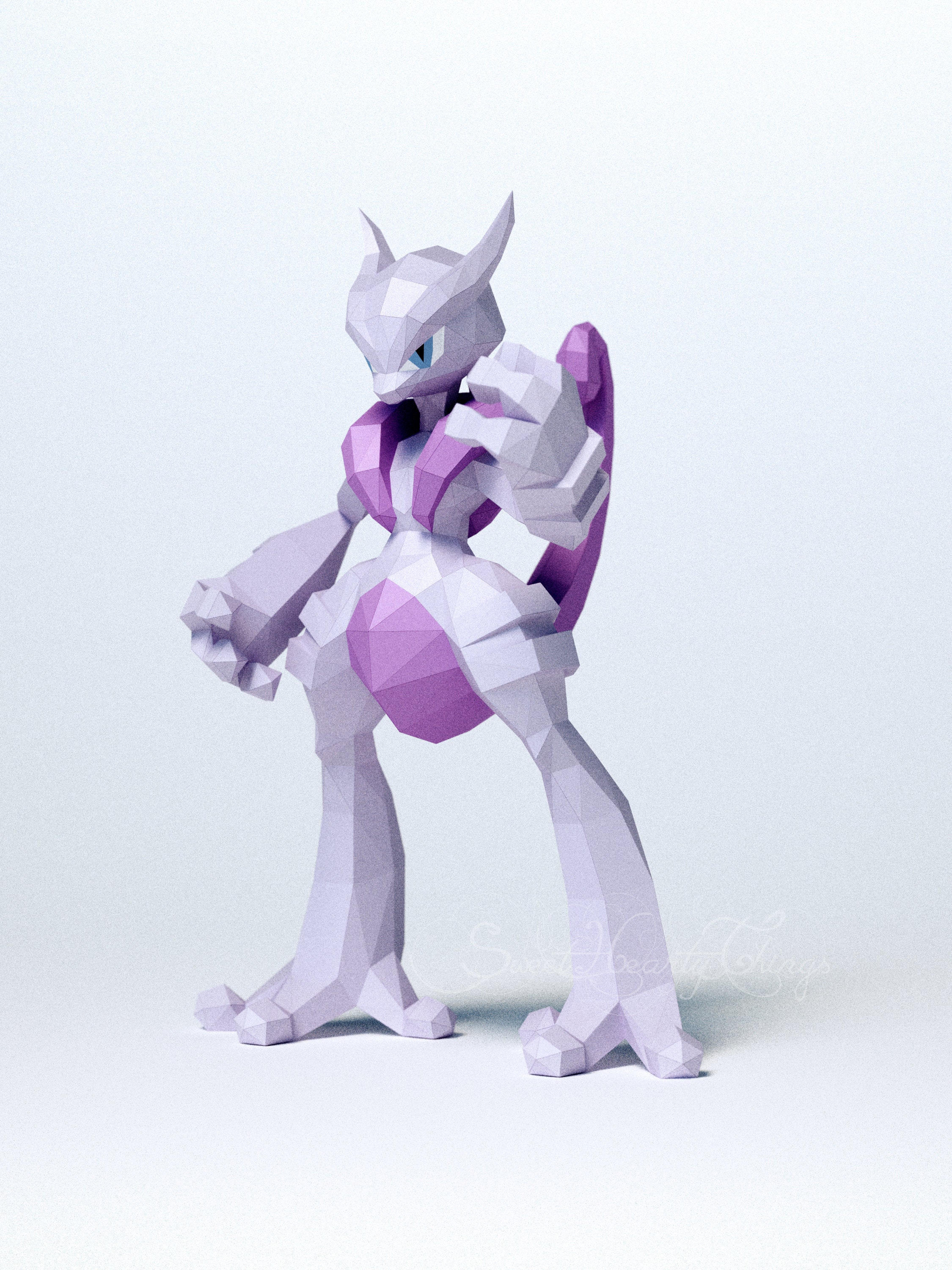 3D papercraft Pokemon Mega Mewtwo-X DIY Templates | Etsy