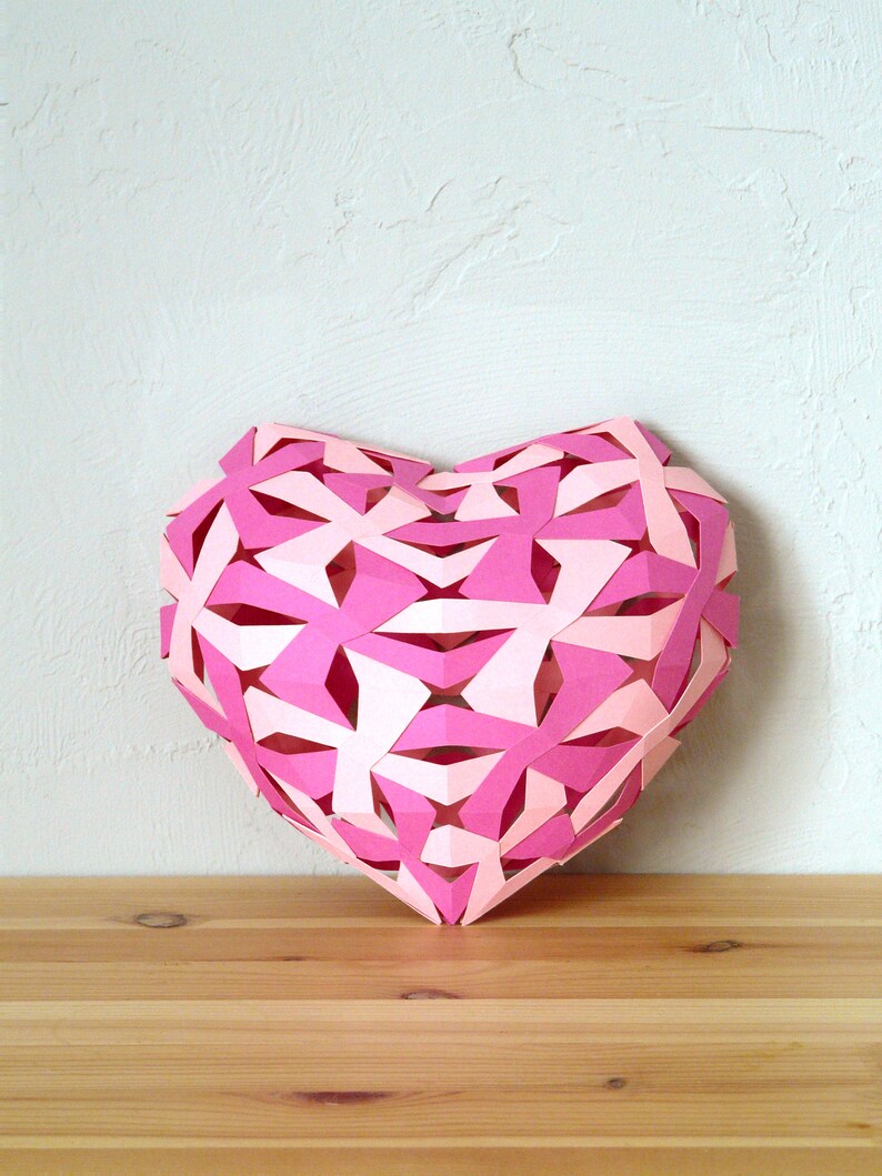 3D papercraft Heart Weaving Colorful DIY Templates PDF | Etsy