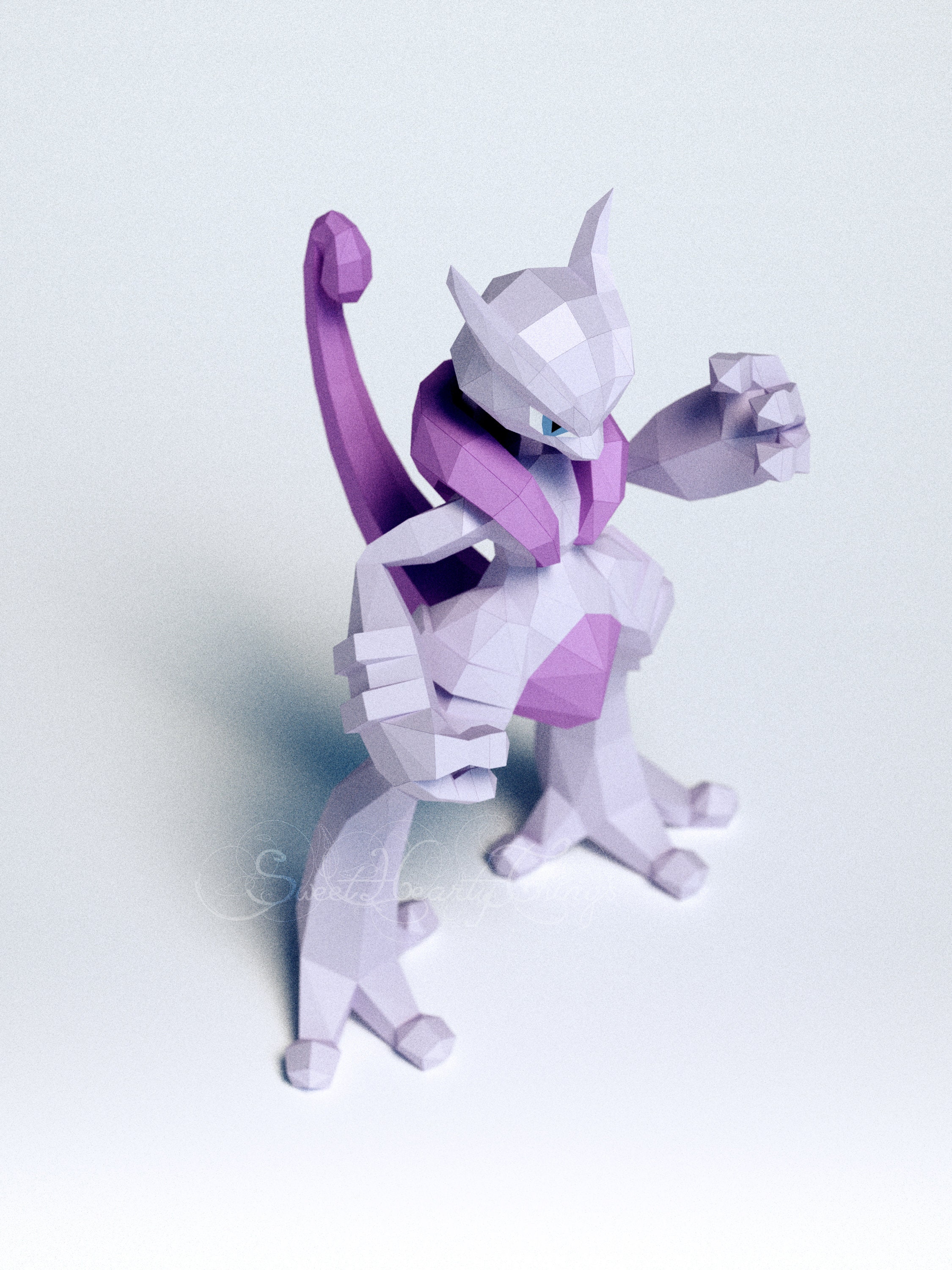 3D papercraft Pokemon Mega Mewtwo-X DIY Templates | Etsy