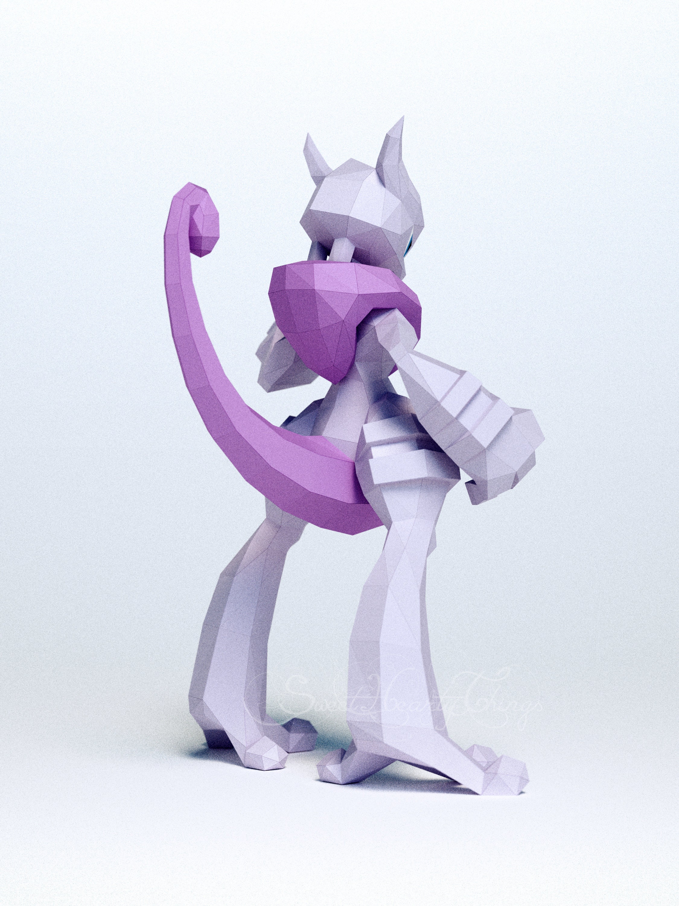 3D papercraft Pokemon Mega Mewtwo-X DIY Templates | Etsy