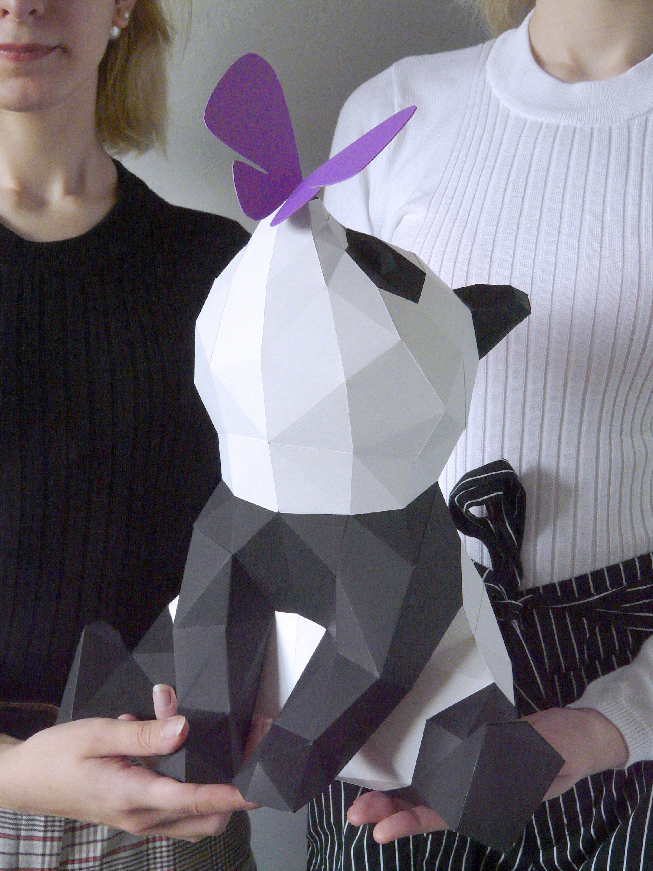 3D papercraft Panda With A Butterfly DIY Templates | Etsy