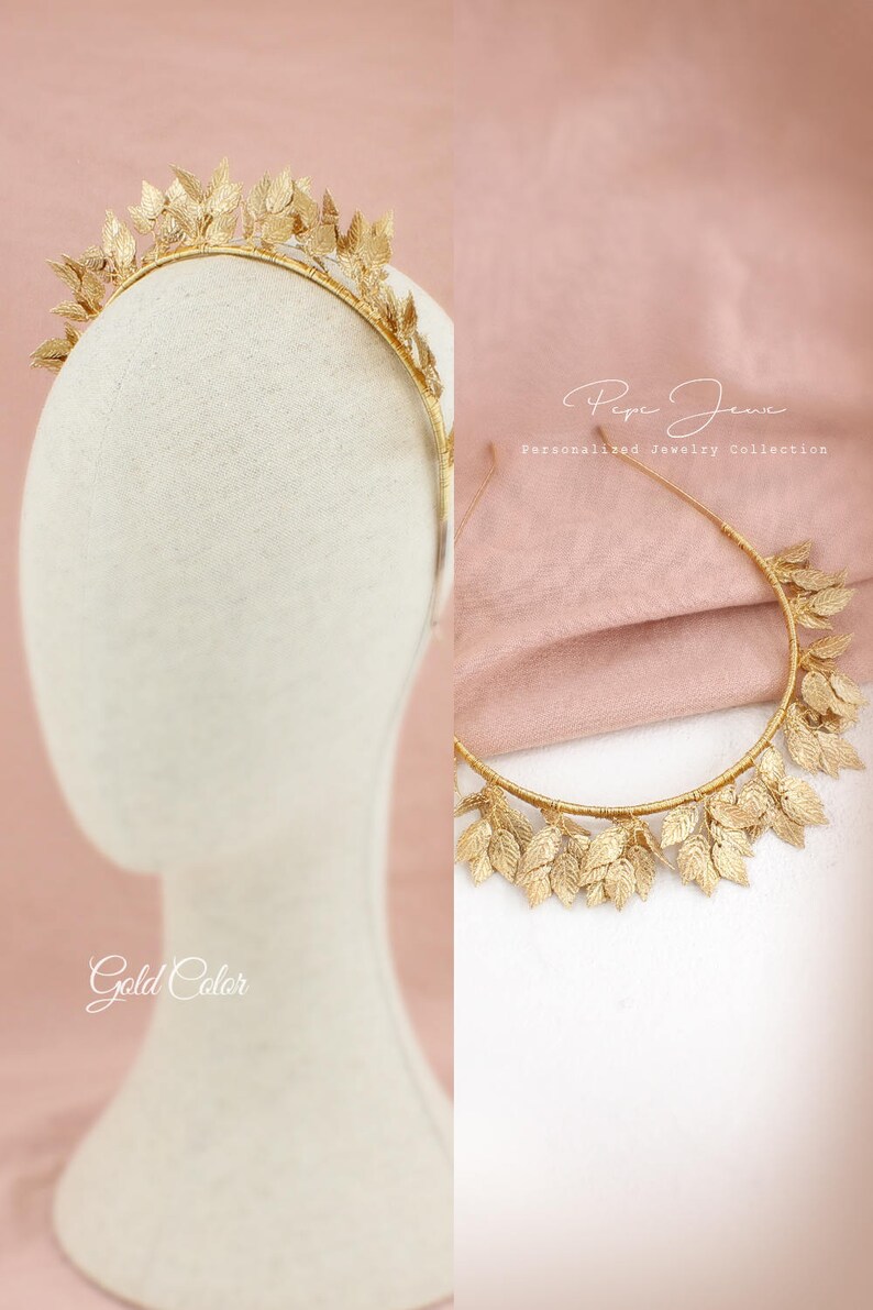 Gold Leaf Bridal Tiara Gold Flower Crown Princess Wedding - Etsy
