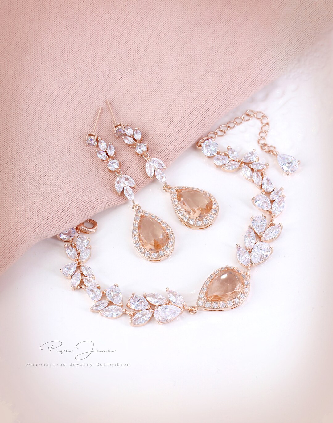 Bracelet de mariage Bracelet en zircone Bijoux de mariage Bracelet de ...