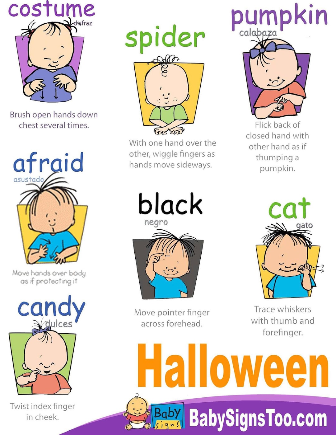 Halloween Signs Poster Pack: Bilingual Toddler Learning (digital ...