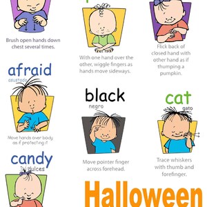 Halloween Signs Poster Pack: Bilingual Toddler Learning (digital ...