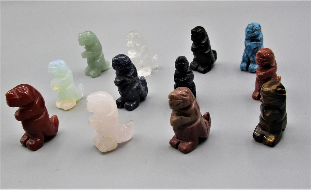 T-rex (dinosaur) Stone Figurine Hand Carved Gemstone Totem Spirit ...