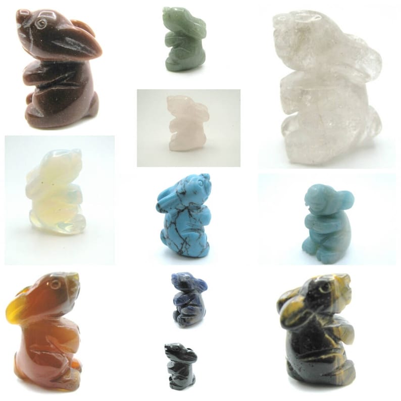 Rabbit Stone Figurine Hand Carved Gemstone Totem Spirit Animal ...