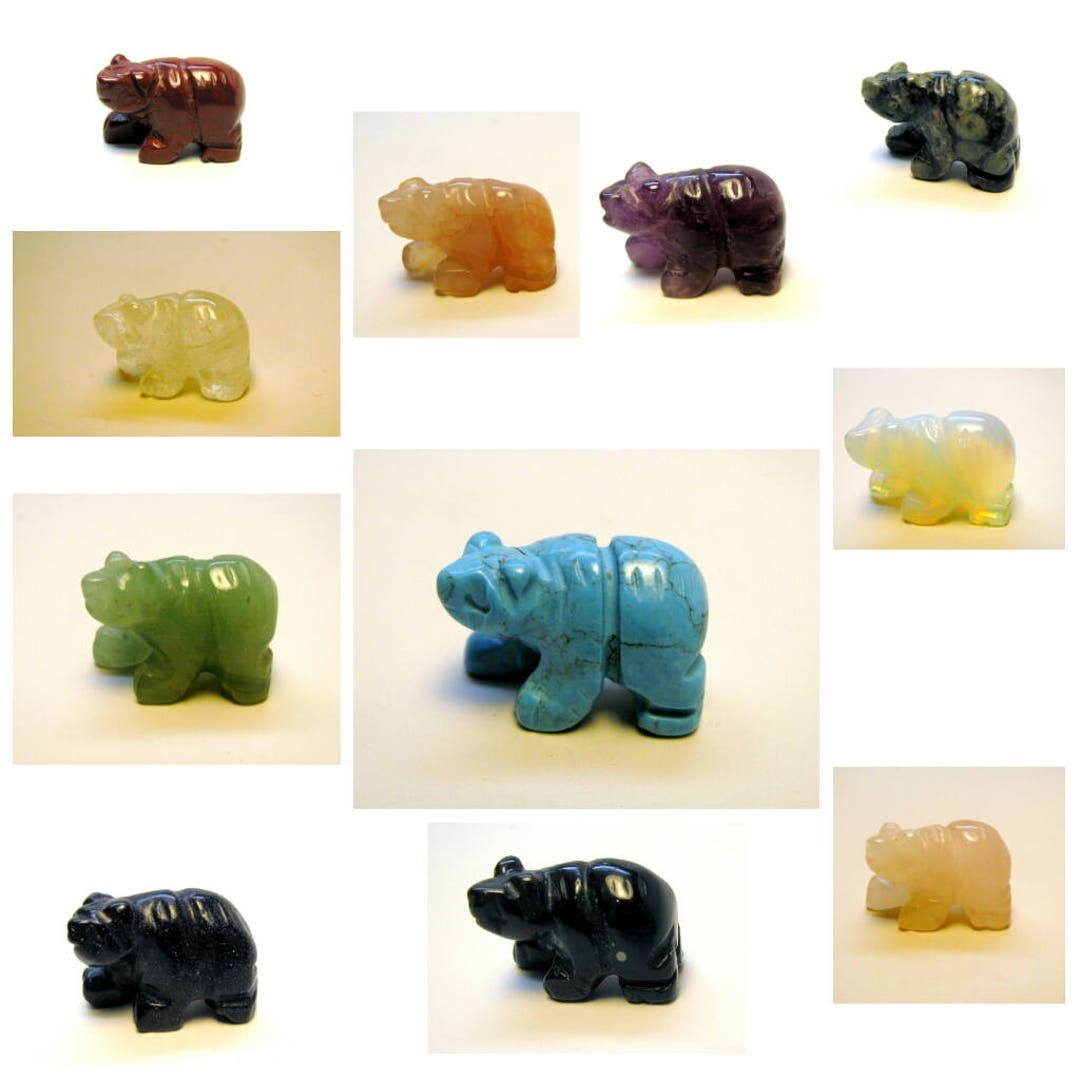 Bear Stone Figurine Hand Carved Gemstone Totem Spirit Animal ...