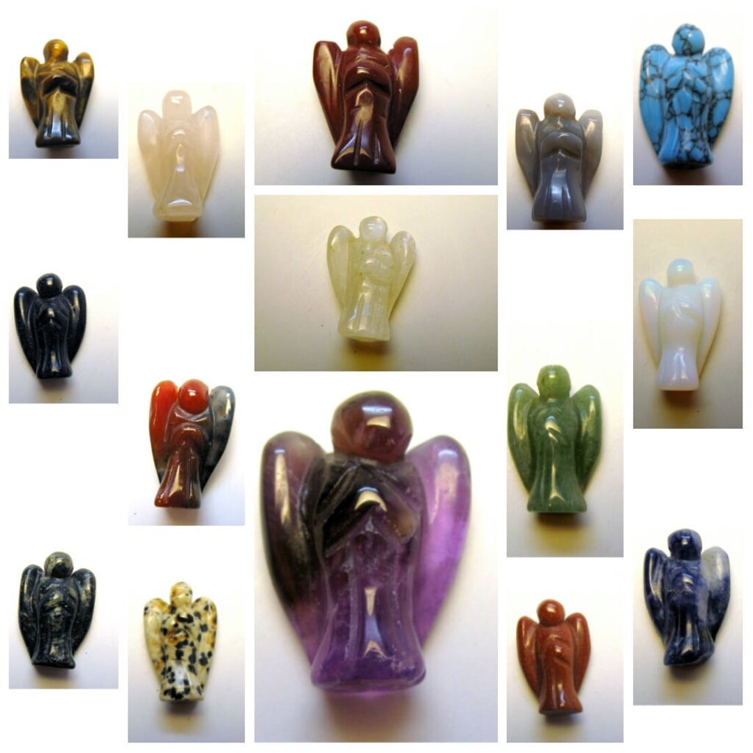 Guardian Angel Stone Figurine Hand Carved Gemstone Totem Spirit Animal ...