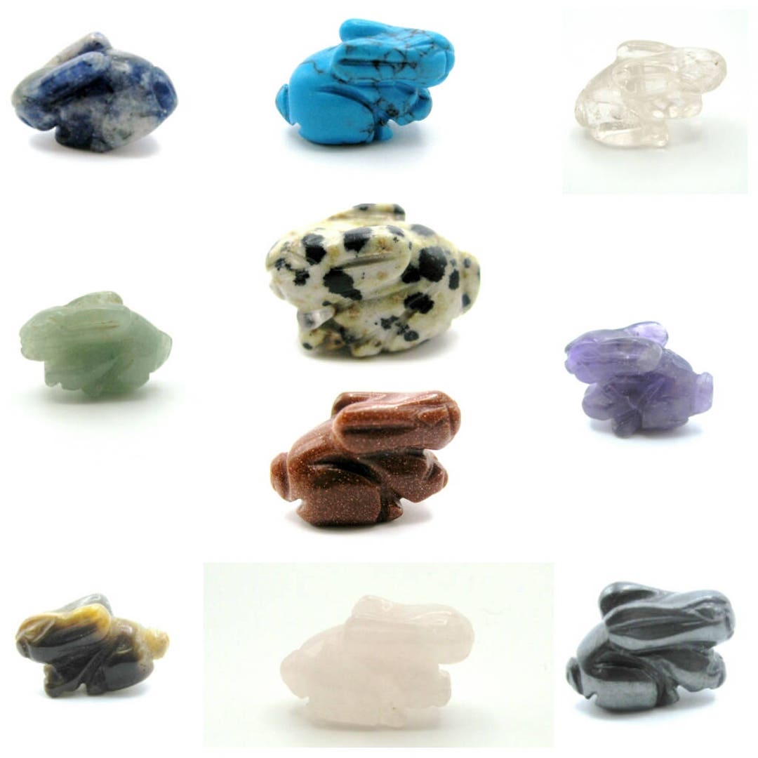 Rabbit Stone Figurine Hand Carved Gemstone Totem Spirit Animal Fetish ...